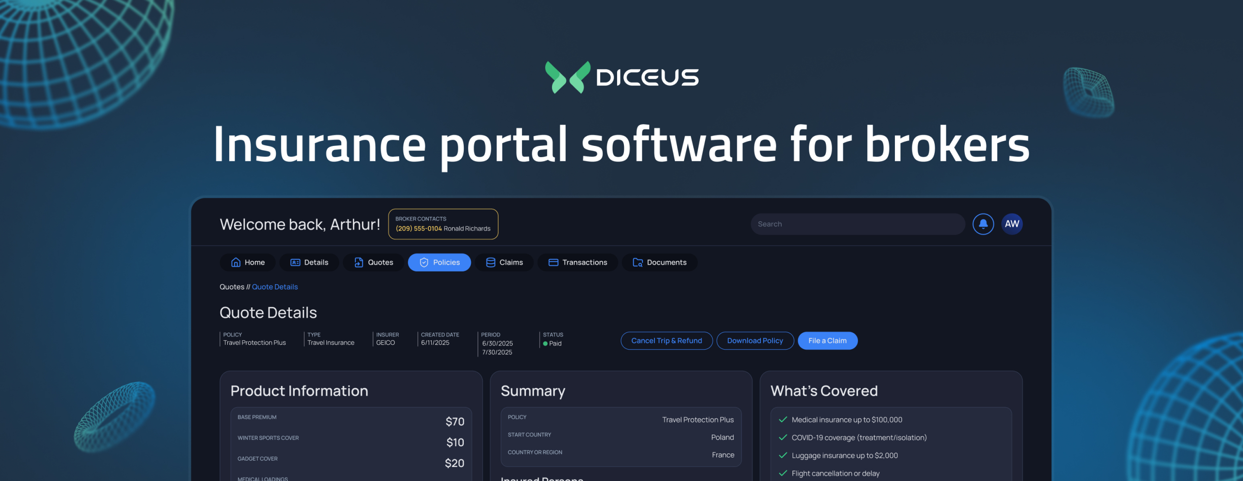 Insurance Broker Portal Software - DICEUS